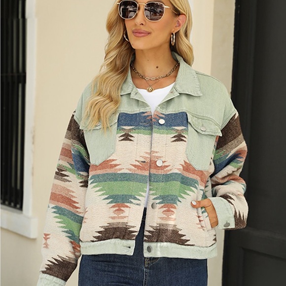 Jackets & Coats | Printed Dropped Shoulder Long Sleeve Denim Jacket ...